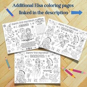 Frozen Elsa Birthday Coloring Page, Frozen Party Favors, Placemat ...