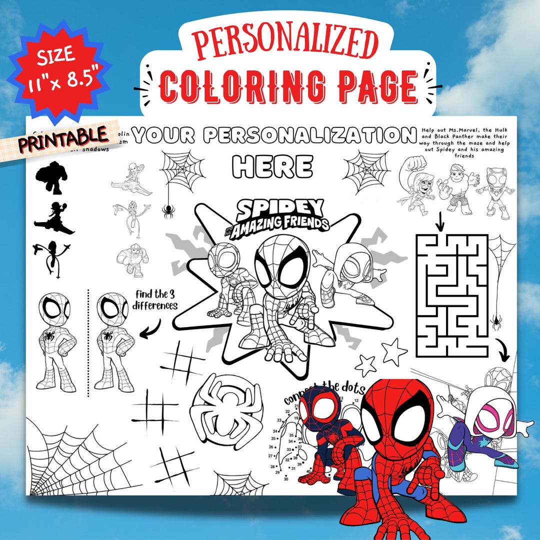 Spidey and His Amazing Friends Birthday Coloring Page, Spidey and His ...