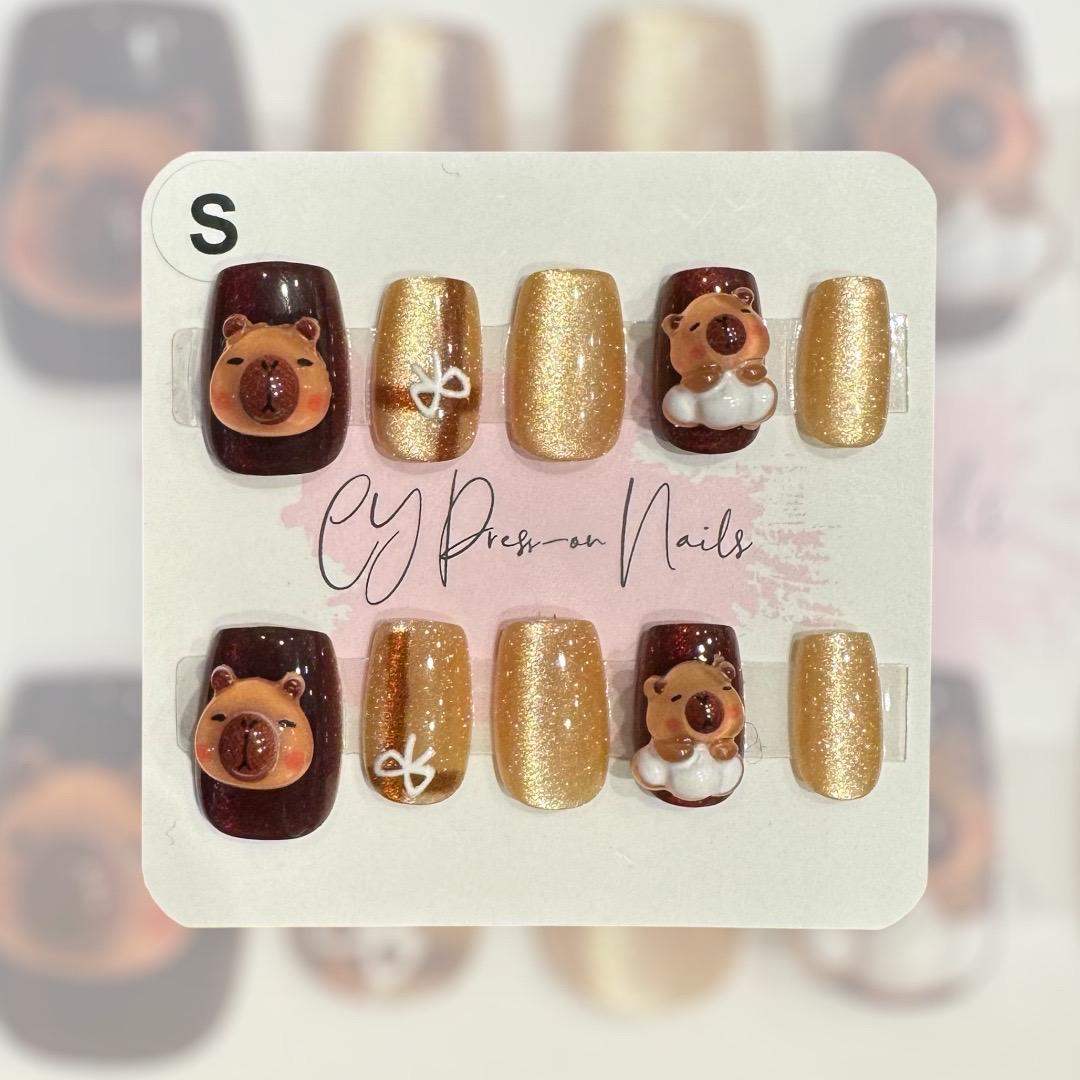 Golden Capybara Cartoon Premium Salon-quality Reusable Handmade Press ...