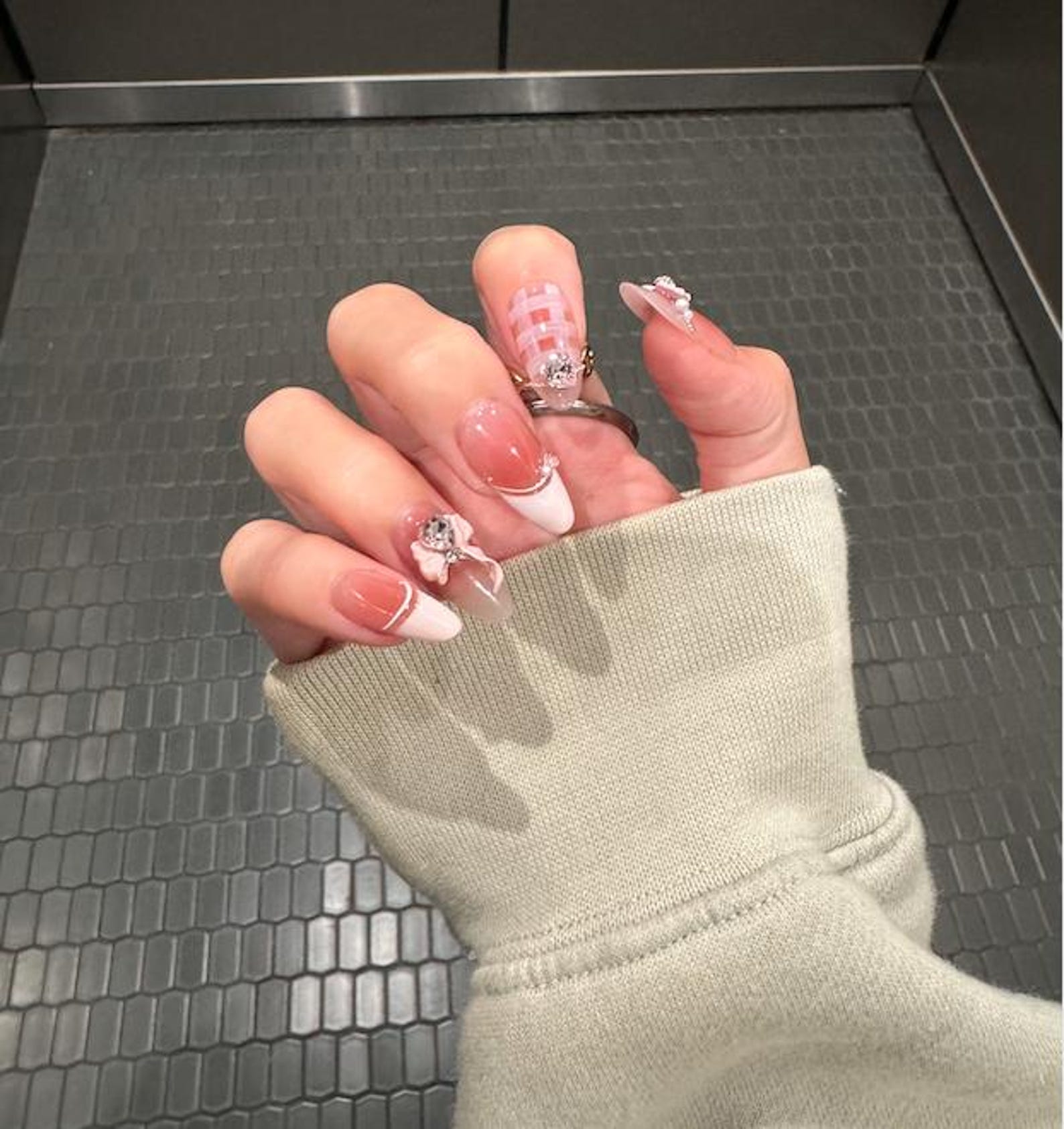 Pink Bows Blush French Tips Handmade Press-on Nails Salon-quality ...