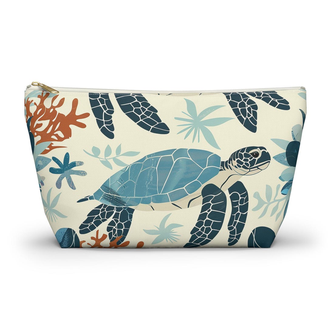 Sea Turtle Accessory Pouch, Ocean Vibes Cosmetic Bag, Marine Life ...