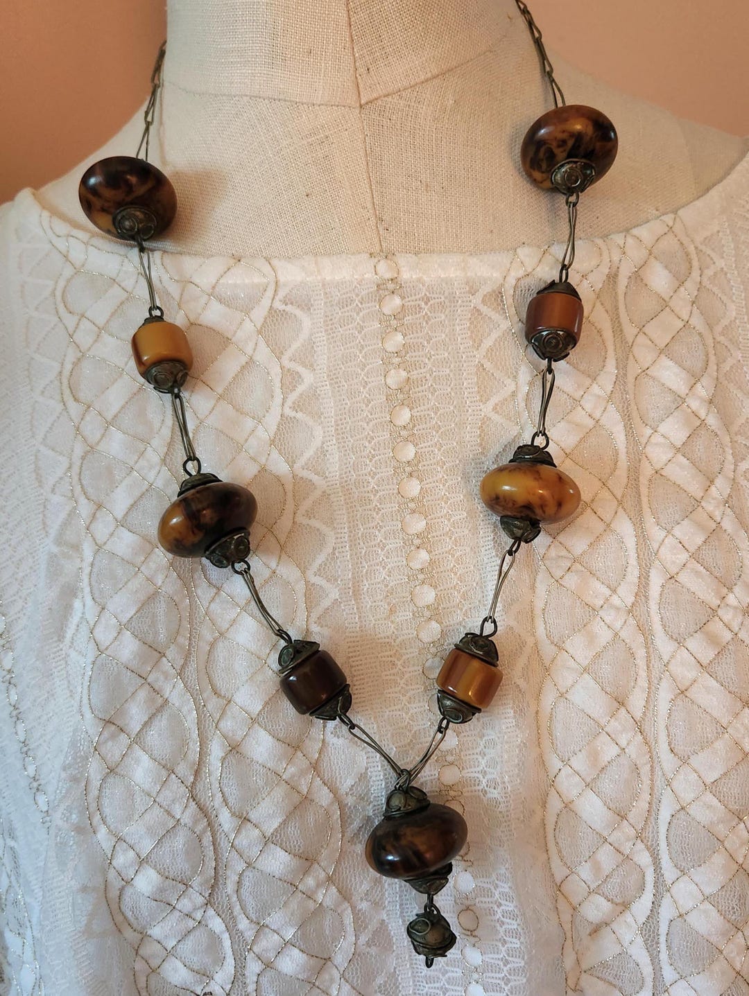 Antique Copal Bead Necklace, 1930s Vintage - Etsy