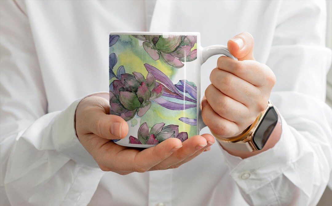 Watercolor Flowers Mug Handcrafted Ceramic Coffee Cup With a Magical ...