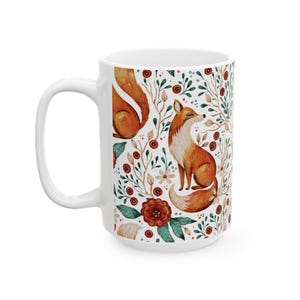 Red Fox Mug Handcrafted Ceramic Coffee Cup With a Black Background and ...