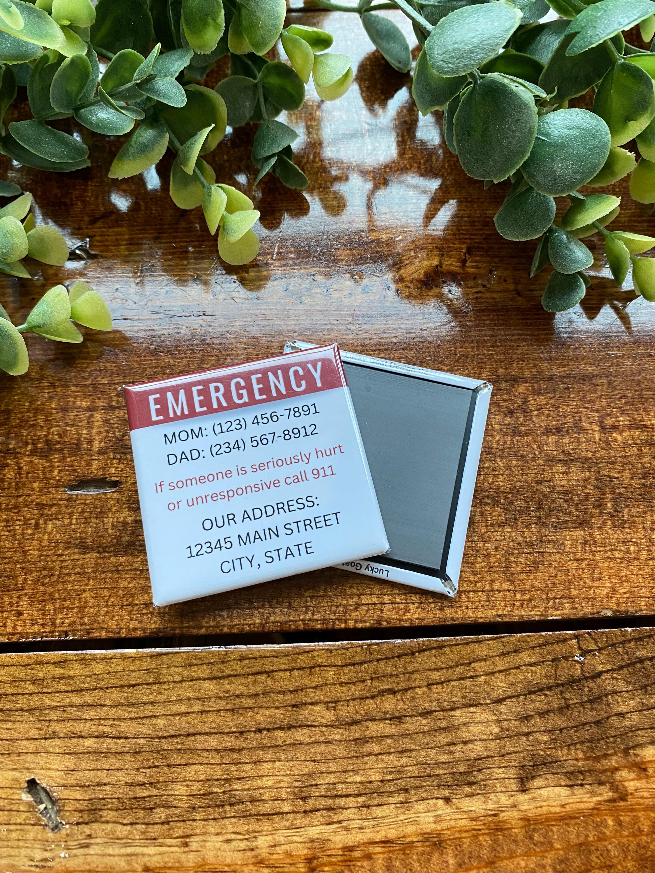 Emergency Contact Magnet - Etsy