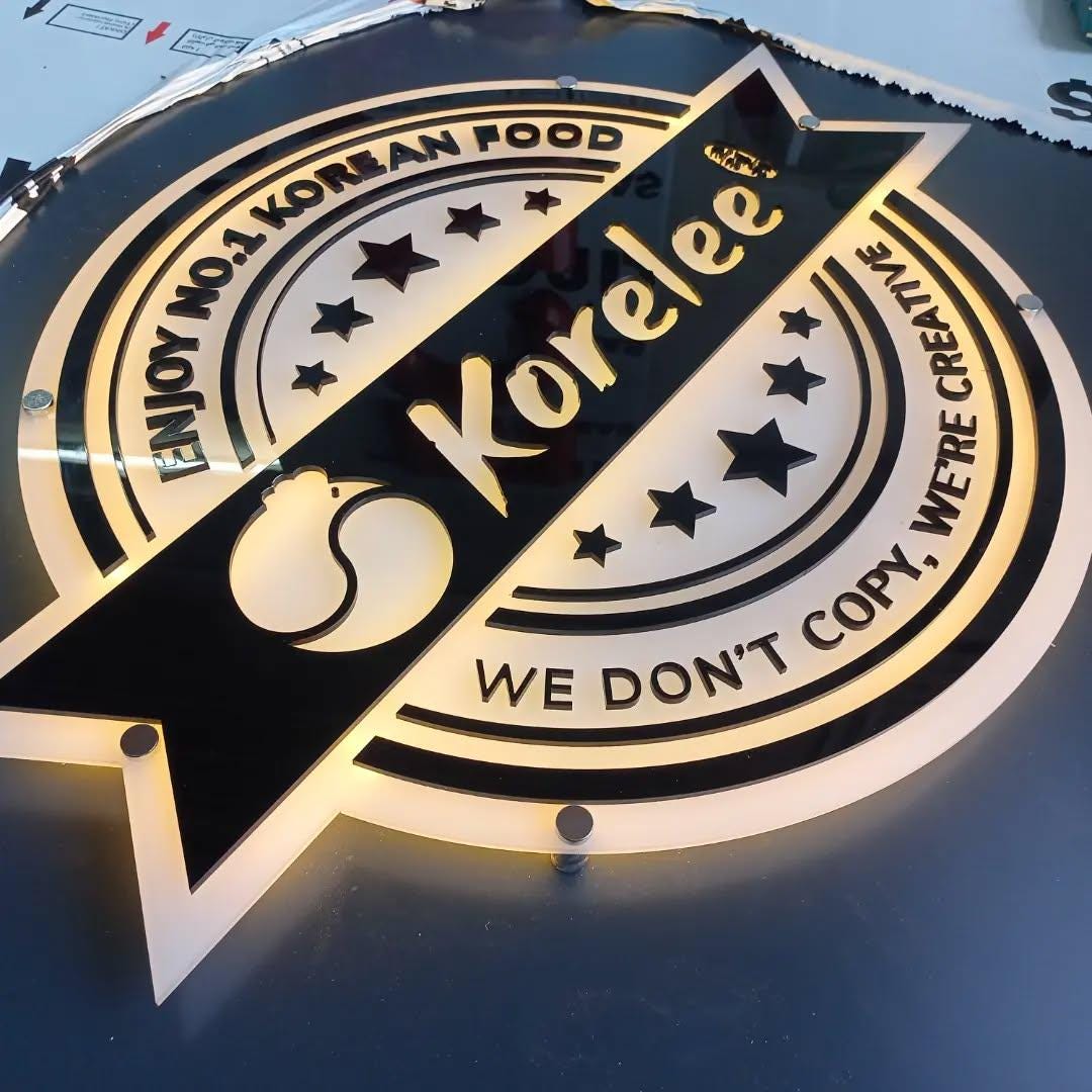 LED Illuminated Round Acrylic Business Sign, Custom 3D Logo Sign for ...