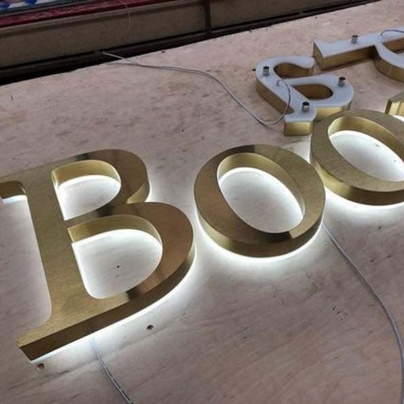 Custom Illuminated Metal Sign | Stainless Steel LED Backlit Logo ...