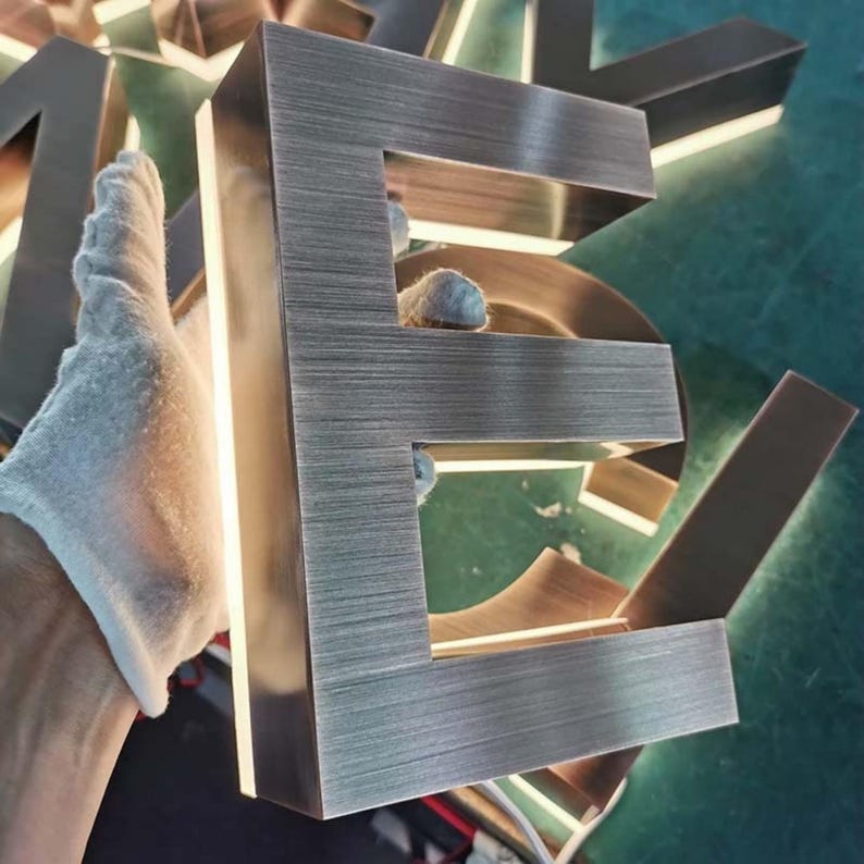 Custom Illuminated Metal Sign | Stainless Steel LED Backlit Logo ...