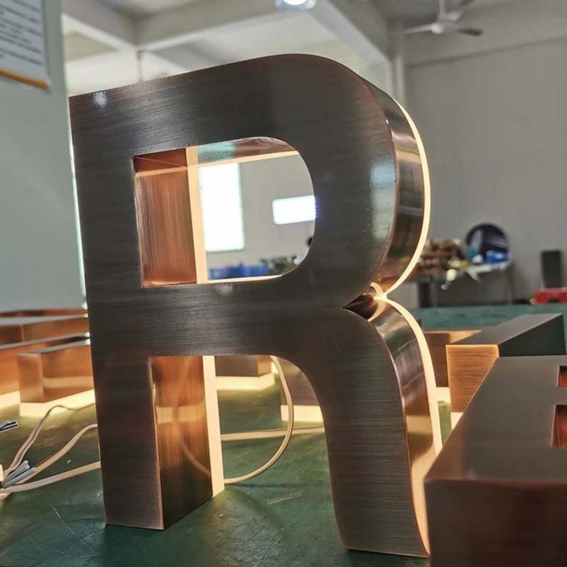 Custom Illuminated Metal Sign | Stainless Steel LED Backlit Logo ...