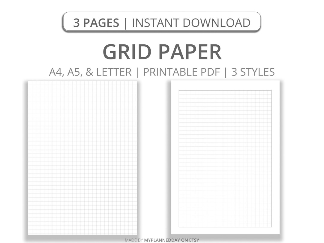 3 Styles, Grid Paper Printable, Squared Paper, Planner Inserts, A4/a5 ...