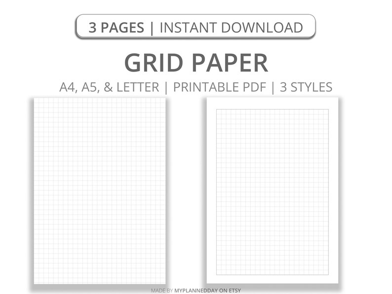 3 Styles, Grid Paper Printable, Squared Paper, Planner Inserts, A4/a5 ...