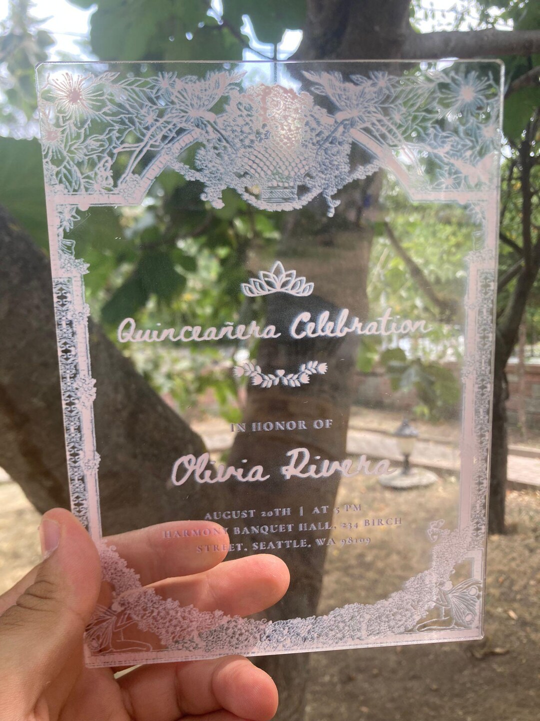 Acrylic Quinceanera Invitations, Acrylic Invitation, Quince Invitations ...