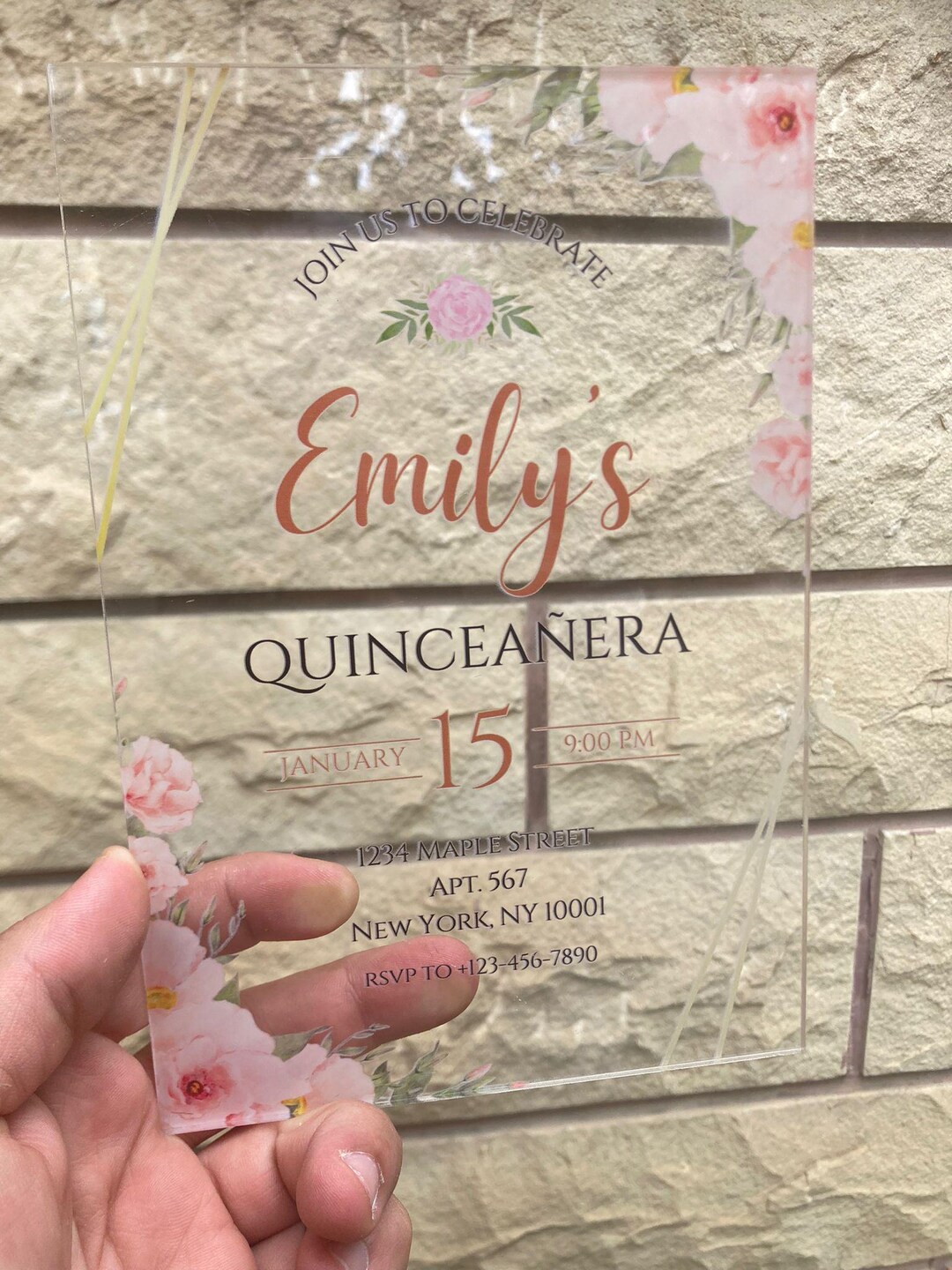 Quinceanera Invitation, Sweet 16 Invitations, Acrylic Quinceanera ...