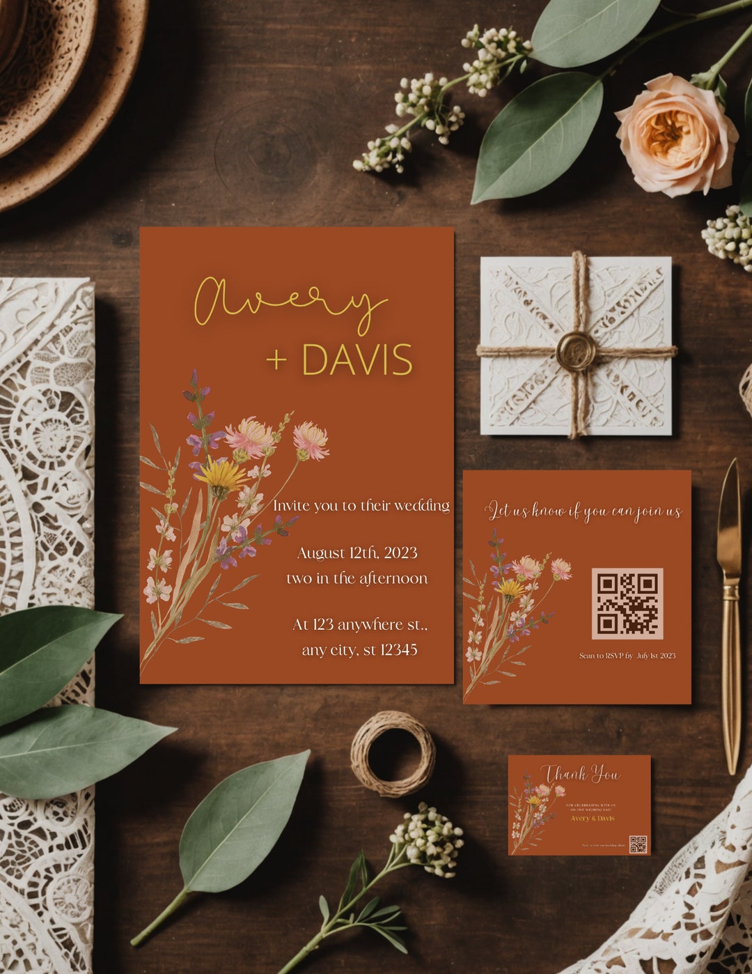 Boho Wedding Invitation - Etsy