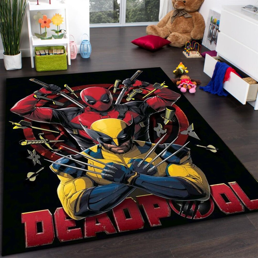 Deadpool Rug , Deadpool and Wolverine, Washable Rug, Anti Slip, Fun ...