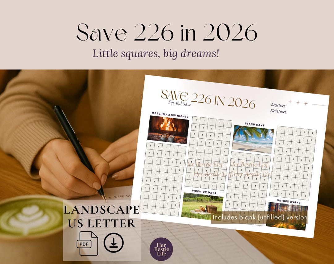 Low Income Savings Challenge 2026 | Landscape Savings Tracker Printable ...