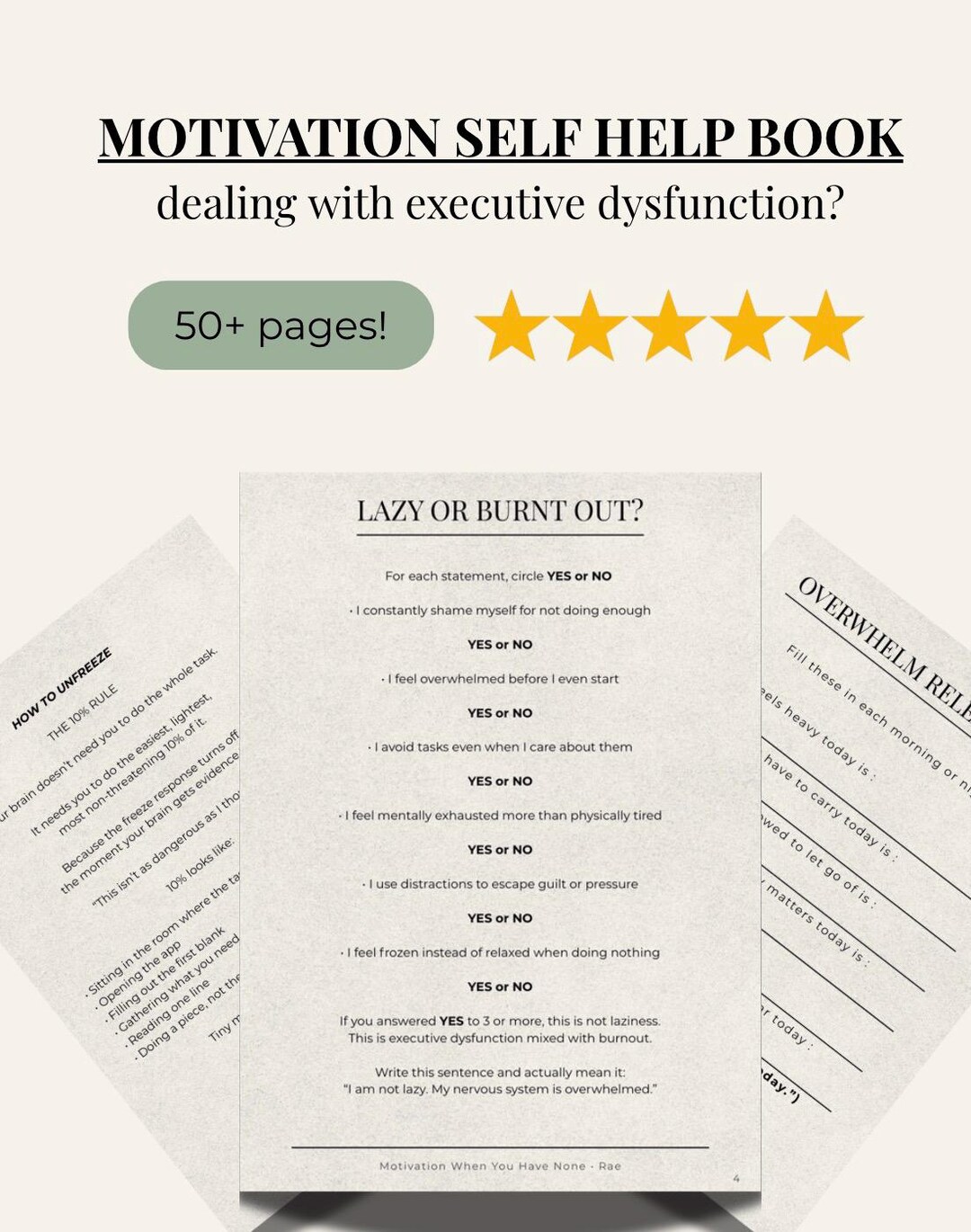 Motivation Workbook • Burnout Recovery Guide • Executive Dysfunction ...