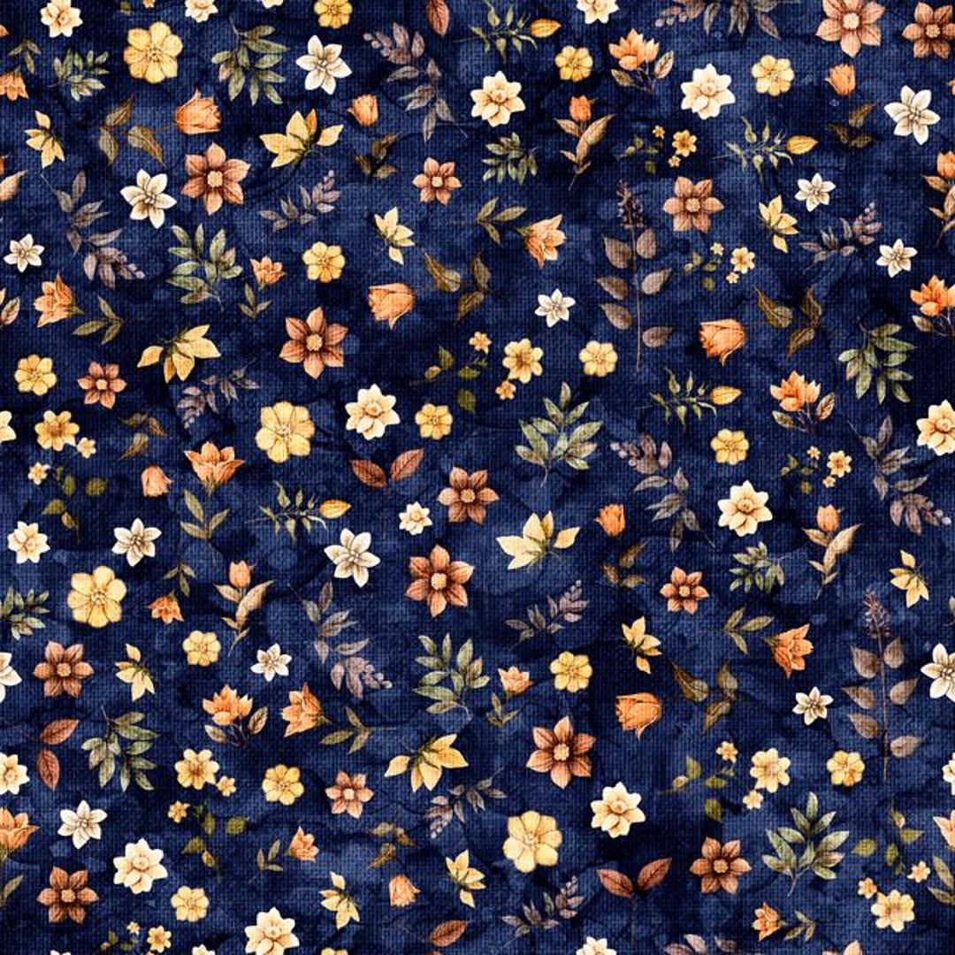 Midnight Blooms - Ditzy Floral Navy - 30619-N by Quilting Treasures - Etsy