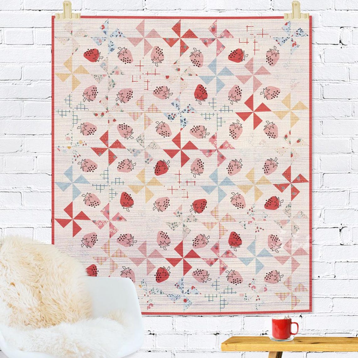 Strawberry Days Coral Strawberries Y4067-39 - Etsy