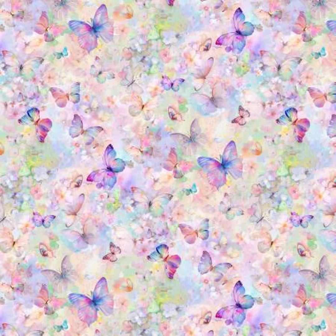Flutter Multi Butterflies on Floral CD3778 - MULTI by Timeless ...