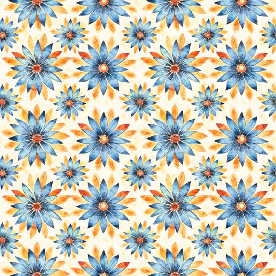 Midnight Blooms - Geo Floral Blue - 30618-B by Quilting Treasures - Etsy