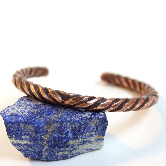 The Lumber Heavy Gauge Hammered Twisted Textured Copper Cuff | Etsy