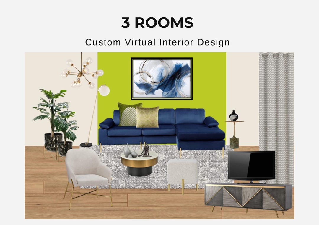 3 Rooms -custom Virtual Interior Design | Full Interior Design Service | Custom Interior Design ...