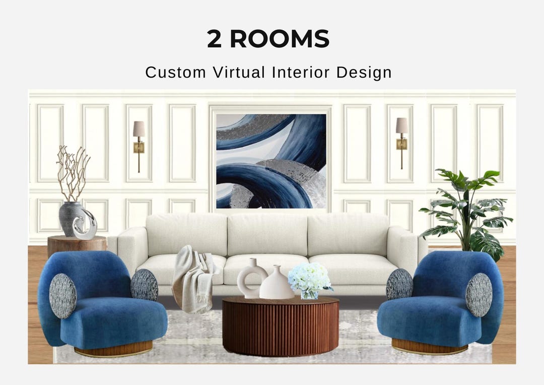 2 Rooms -custom Virtual Interior Design | Full Interior Design Service ...