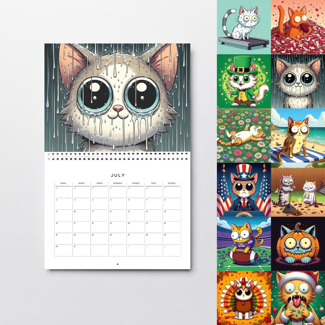 Cats of the Month Image Collection | Seasonal Cat Designs for DIY Gifts ...