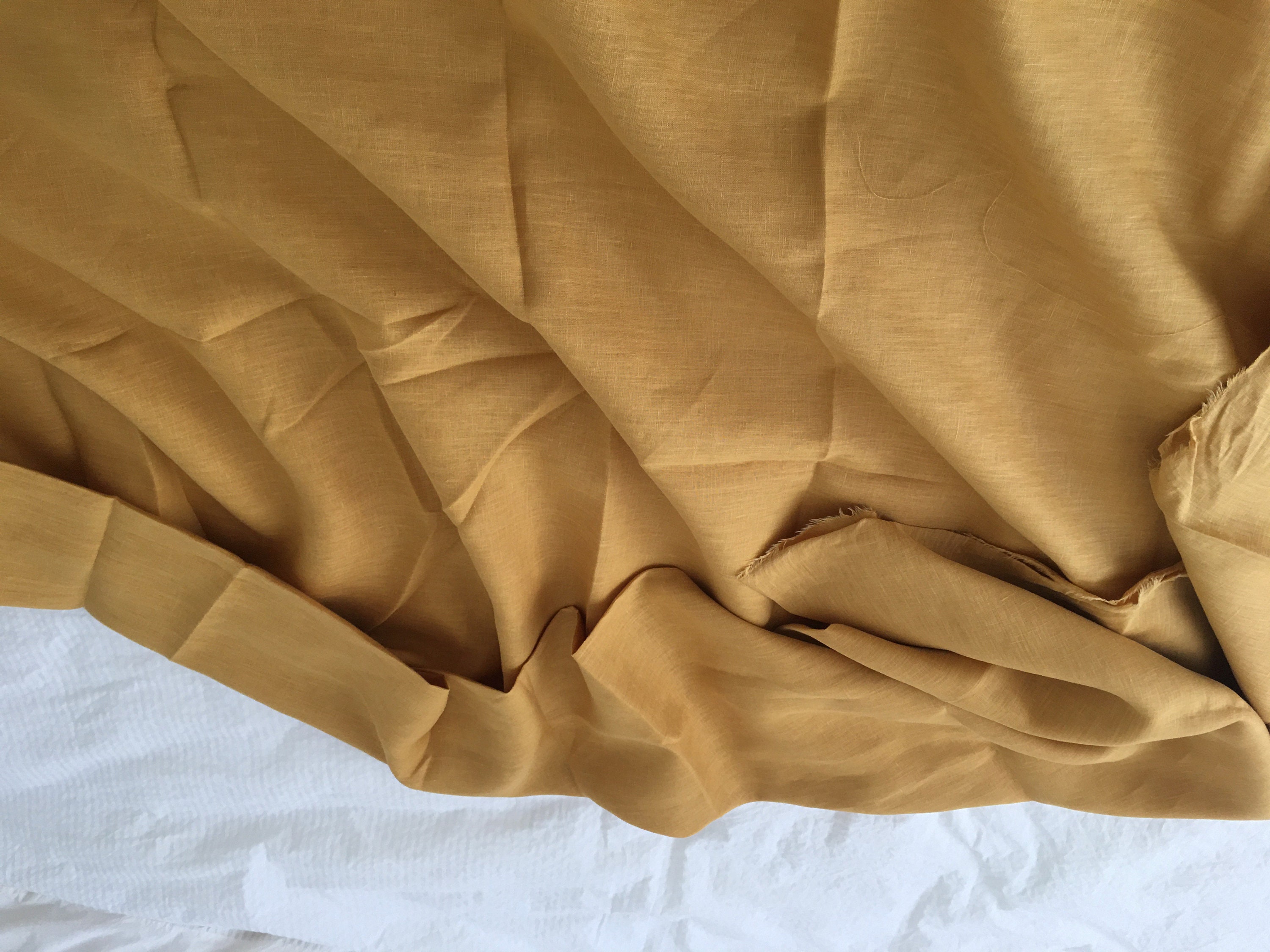 Extra wide turmeric linen fabric pure flax cloth stone washed | Etsy