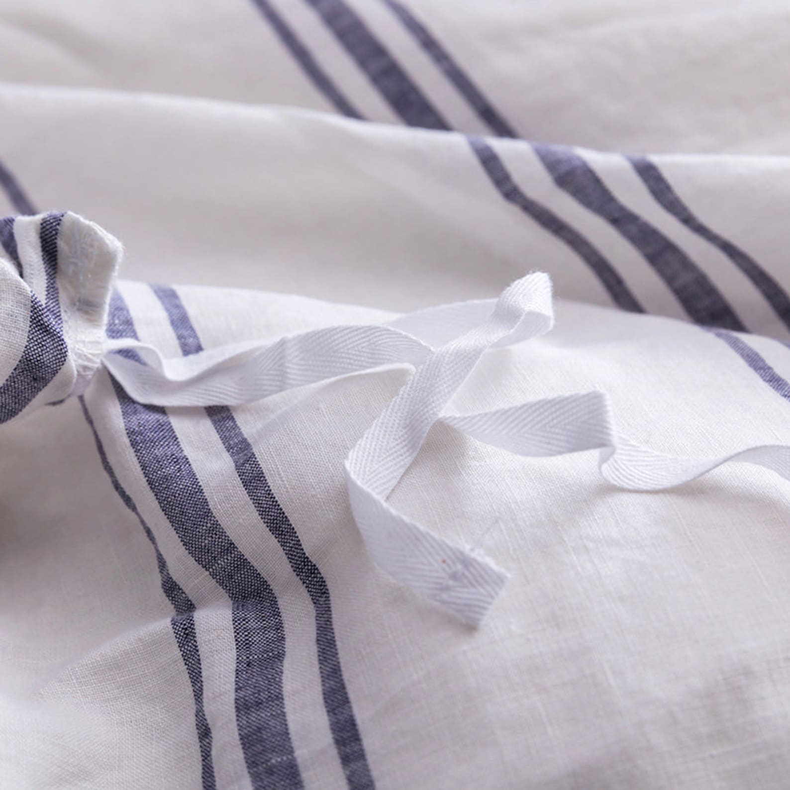 Set of 4 Stone Washed 100% Linen Bedding Blue and White - Etsy