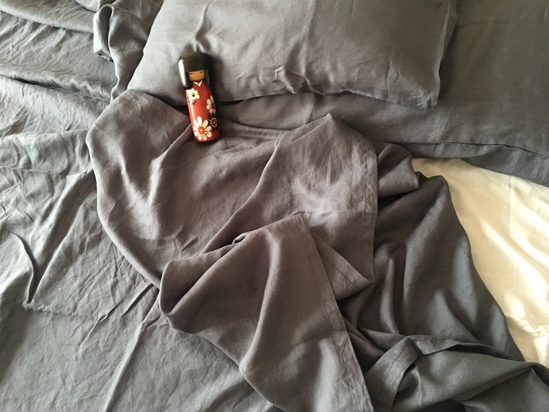 3 PCS SET Stone Washed Pure Linen Sheet Set Top Sheet With 2 - Etsy