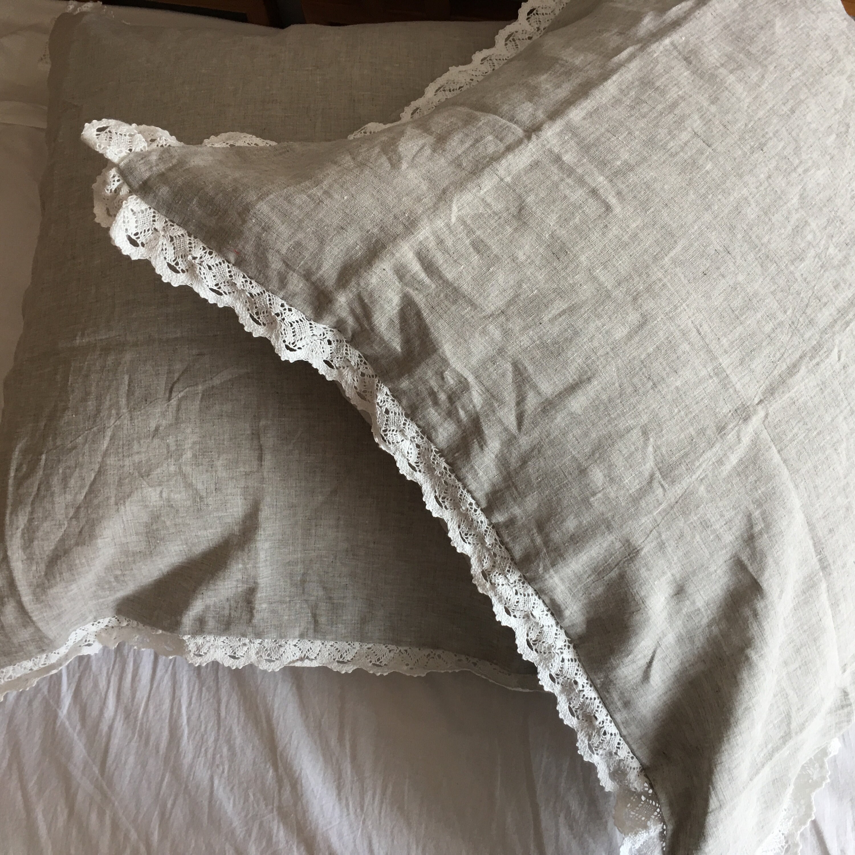 2 Shabby Chic 100% Linen Large European Square Pillow Case - Etsy Canada