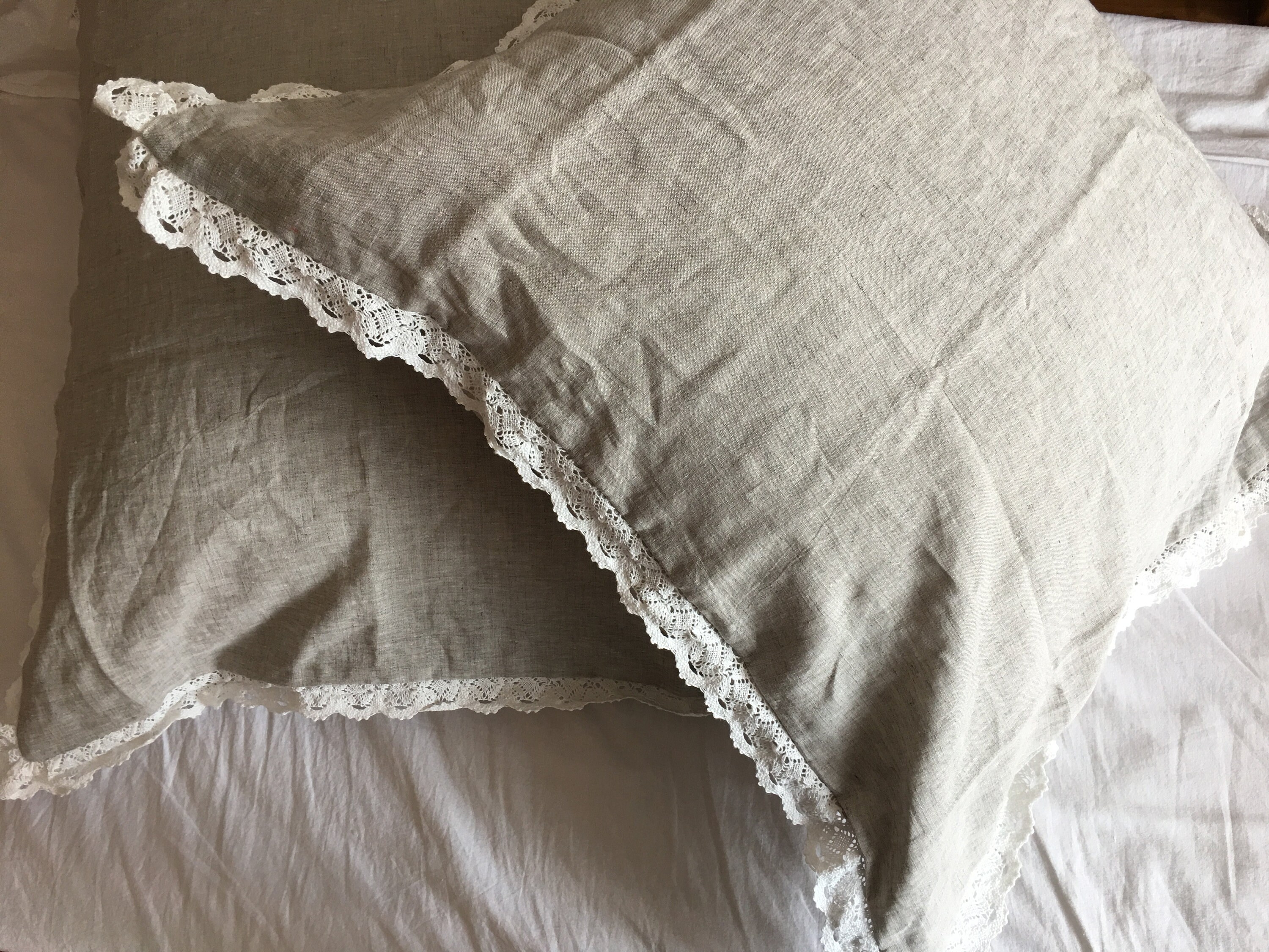 2 Shabby Chic 100% Linen Large European Square Pillow Case - Etsy Canada