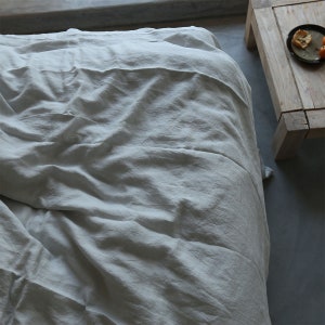Set of 3 Stone Washed Pure Linen Bed Set Duvet Cover + 2 Pillowcases ...