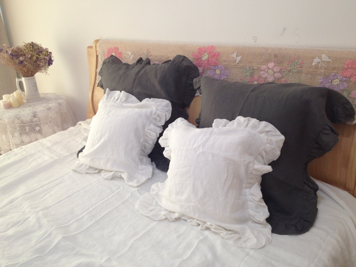 Pair Shabby Chic Pre Washed 100% Flax Linen Large European - Etsy