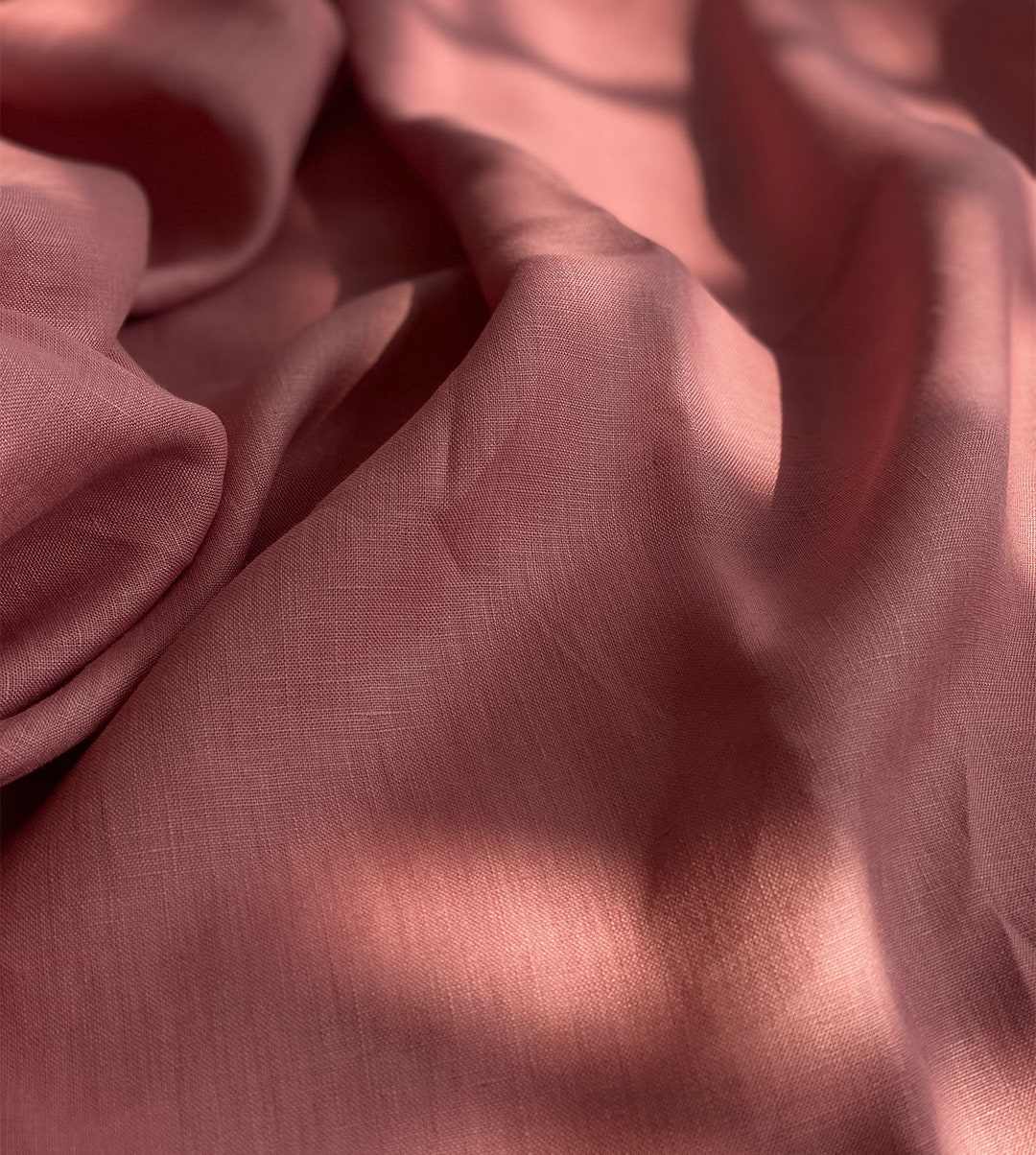 Extra Wide Linen Fabric 100% Pure Flax Linen Fabric 110 Inch Muted Pink ...