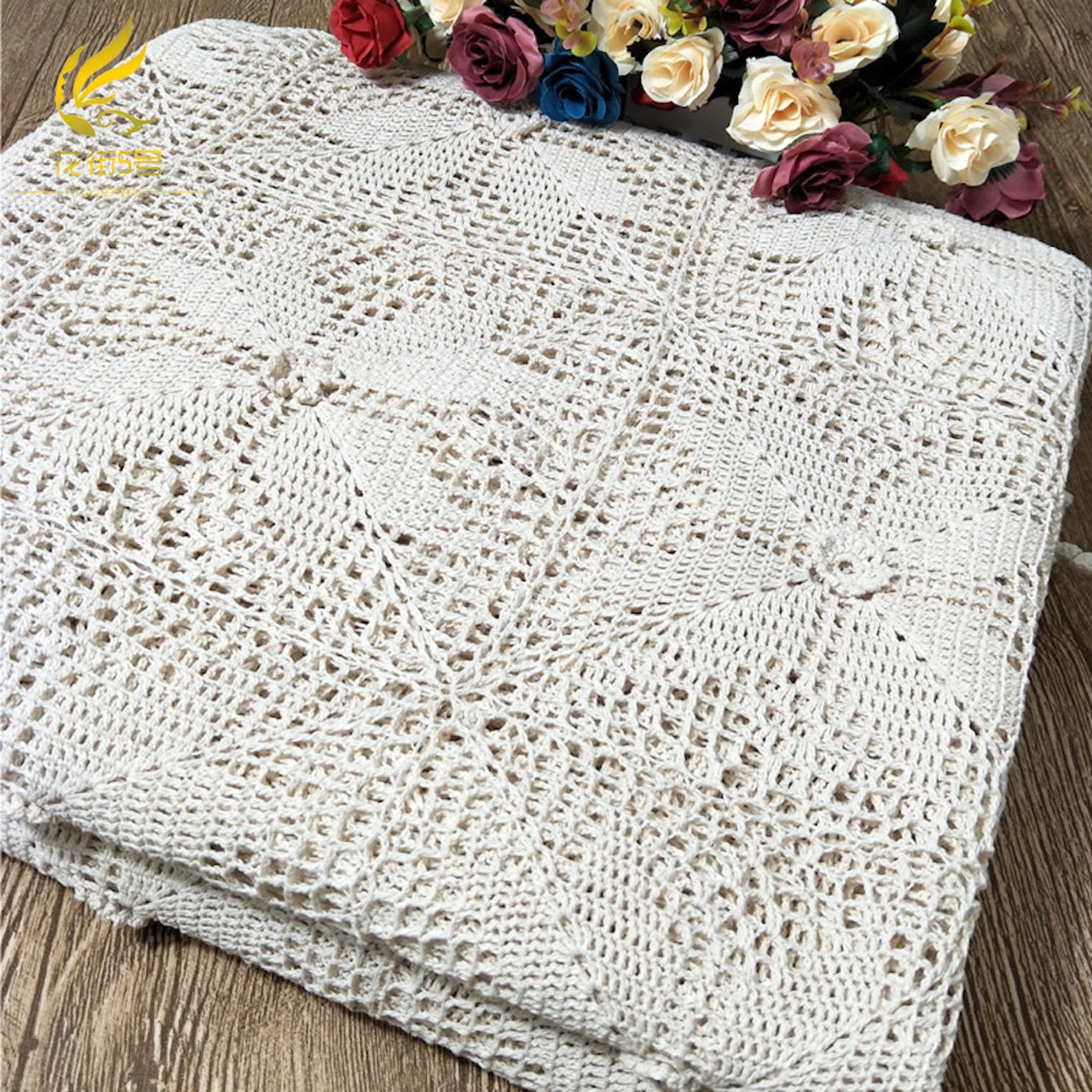 Set of 3 Hand Crochet Bedspread, Bed Cover, Vintage Lace Blanket With 2 ...