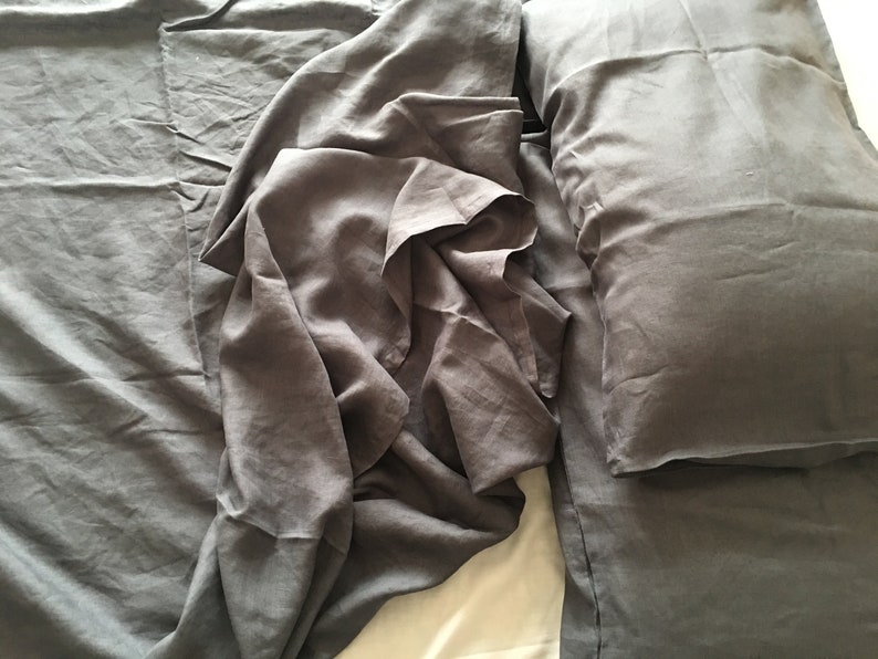 3 PCS SET Stone Washed Pure Linen Sheet Set Top Sheet With 2 - Etsy