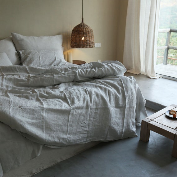 Set of 3 Stone Washed Pure Linen Bed Set Duvet Cover 2 - Etsy