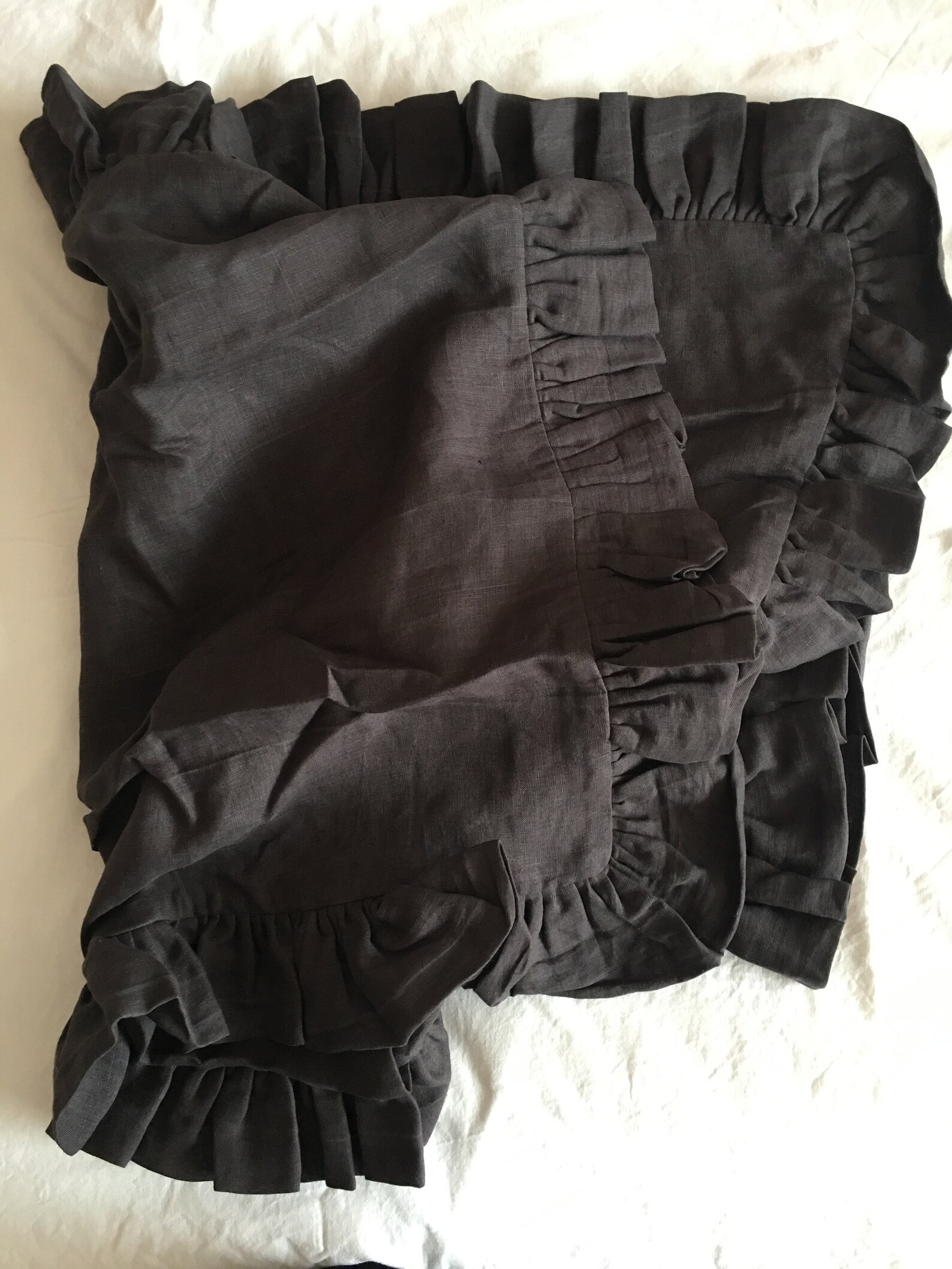 TWO Shabby Chic 100% Hemp Pillowcases Ruffled Brown Black - Etsy