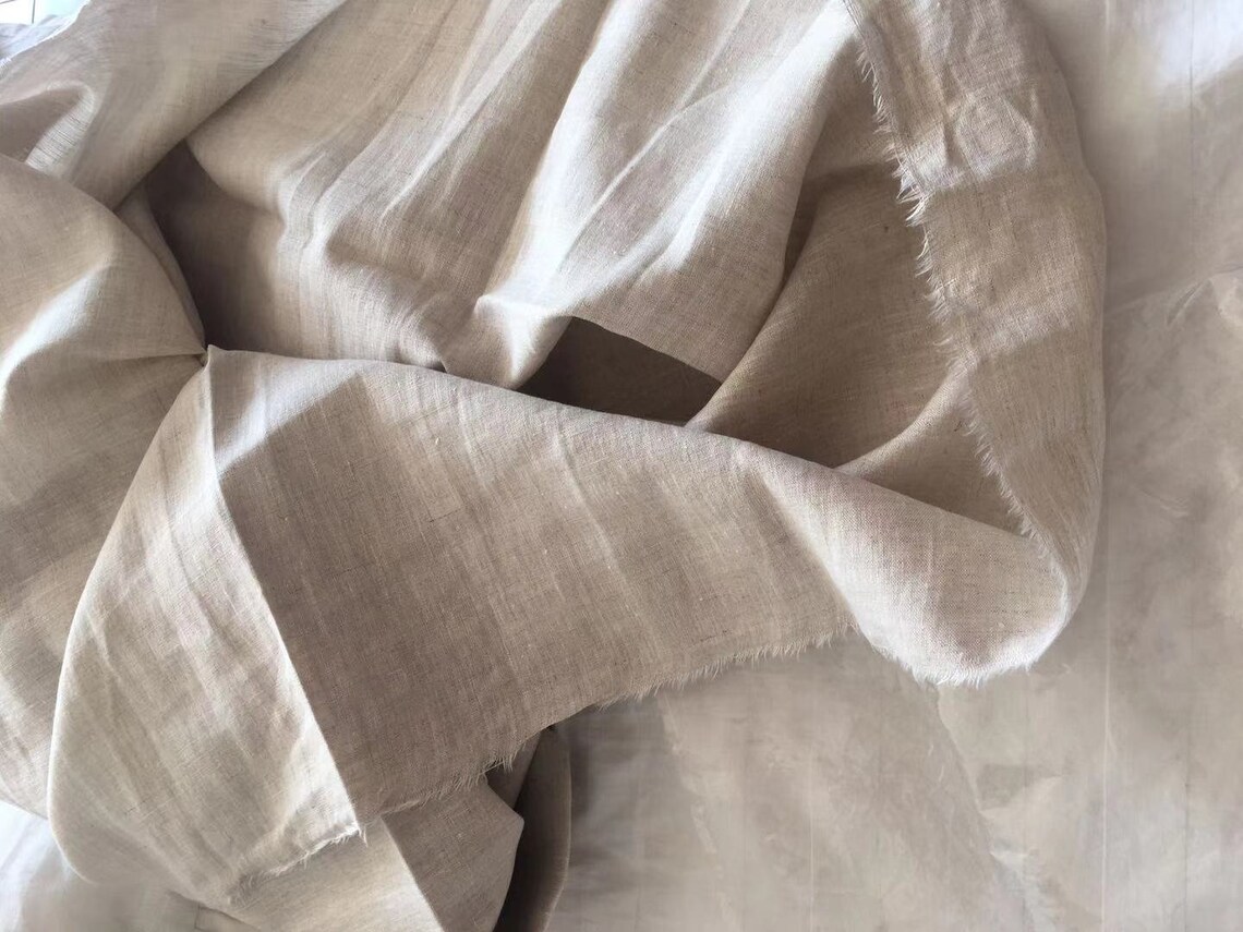 Extra Wide Linen Fabric, 100% Pure Flax Stone Washed Linen, Medium ...