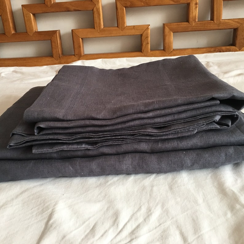 3 PCS SET Stone Washed Pure Linen Sheet Set Top Sheet With 2 - Etsy