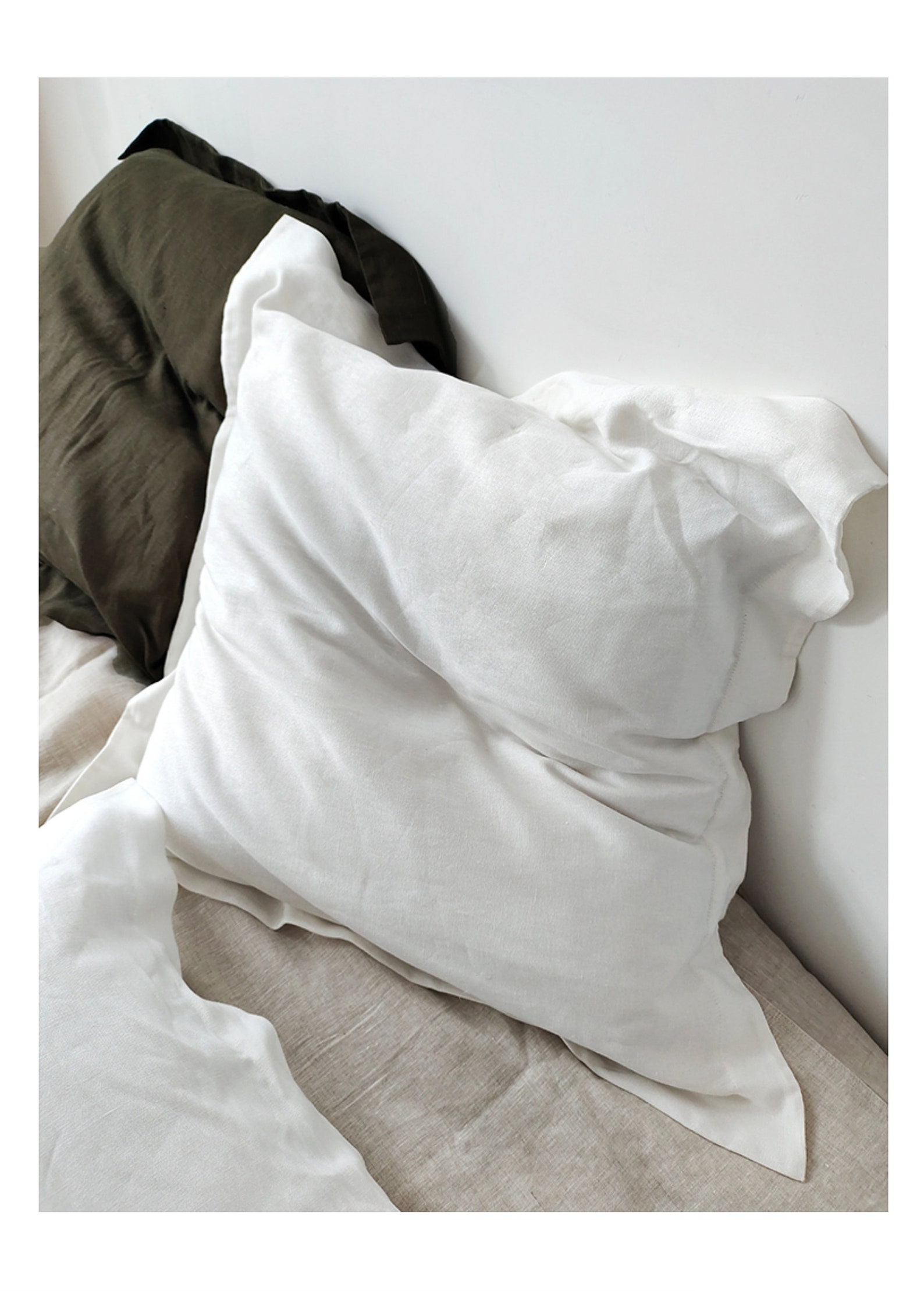 Rustic Flanged Oxford Style Pillowcase: Pre-washed Heavy Linen Euro ...
