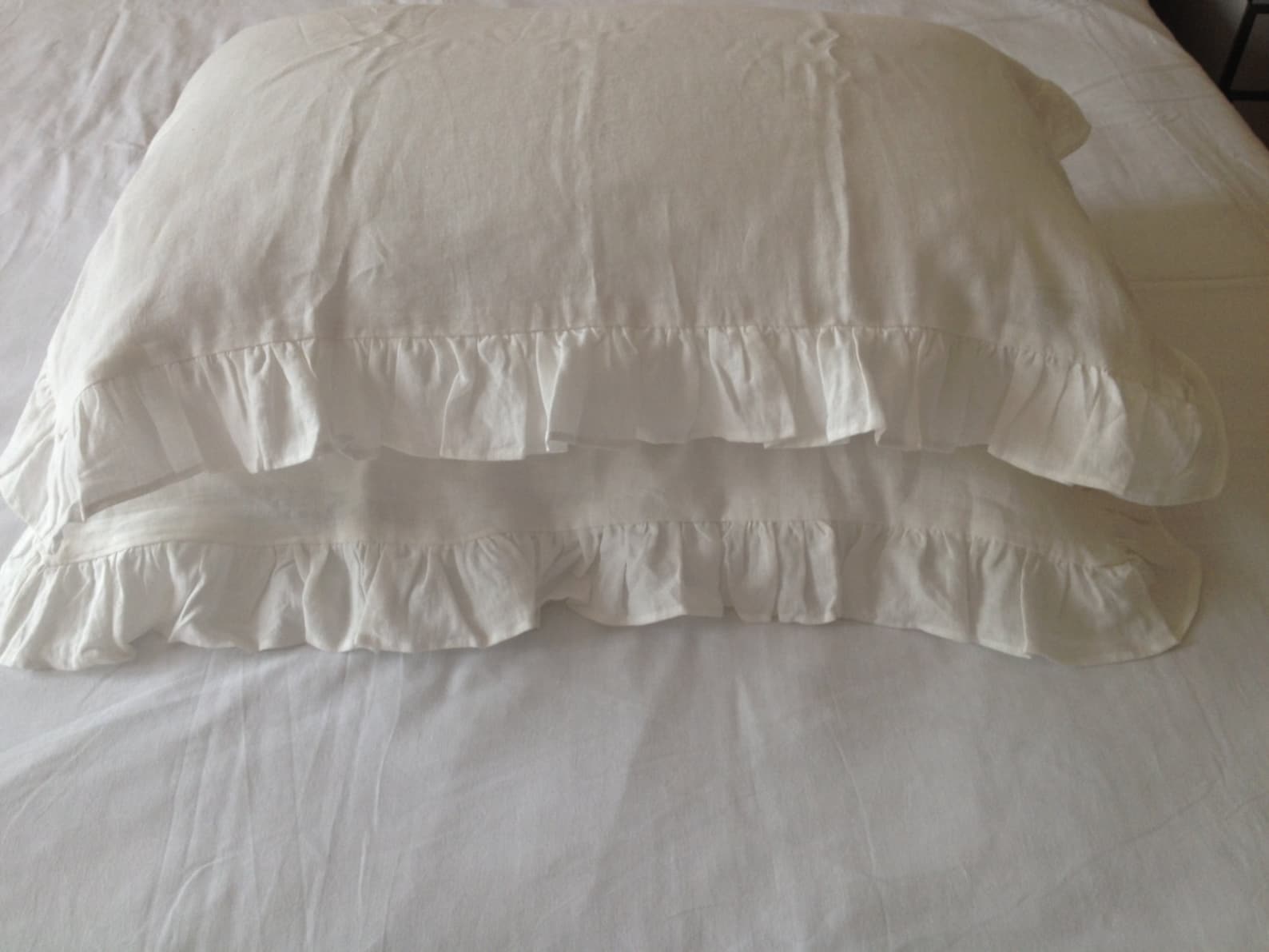 Custom made Pair Linen Pillowcase Shabby ruffled pillowcase | Etsy