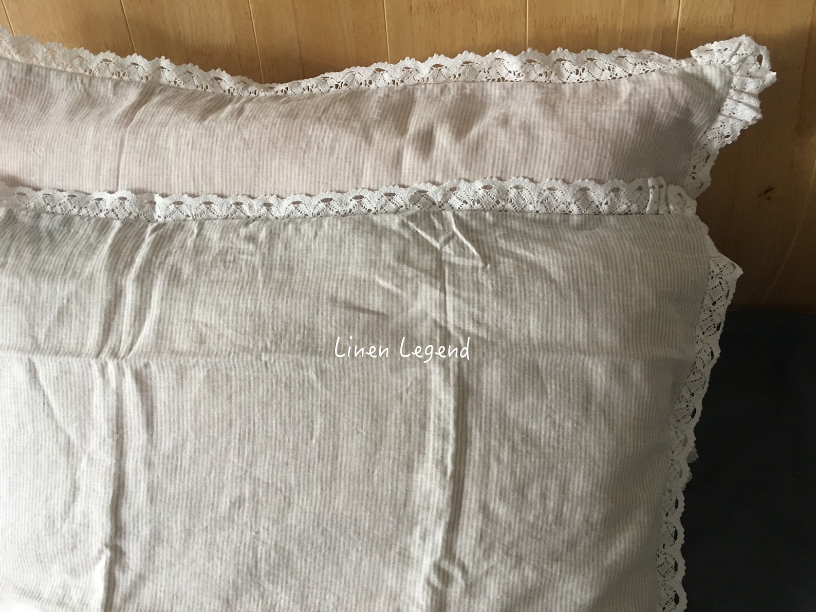 Stone Washed Linen Bedding Set, Striped Linen Sheet Set, Ticking Linen ...