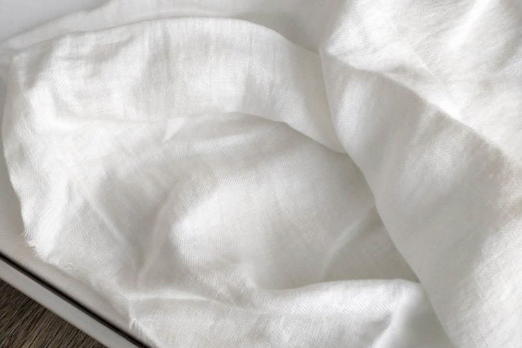 Extra Wide Linen Twill Woven Fabric 100% Flax White / Natural Beige Eco ...