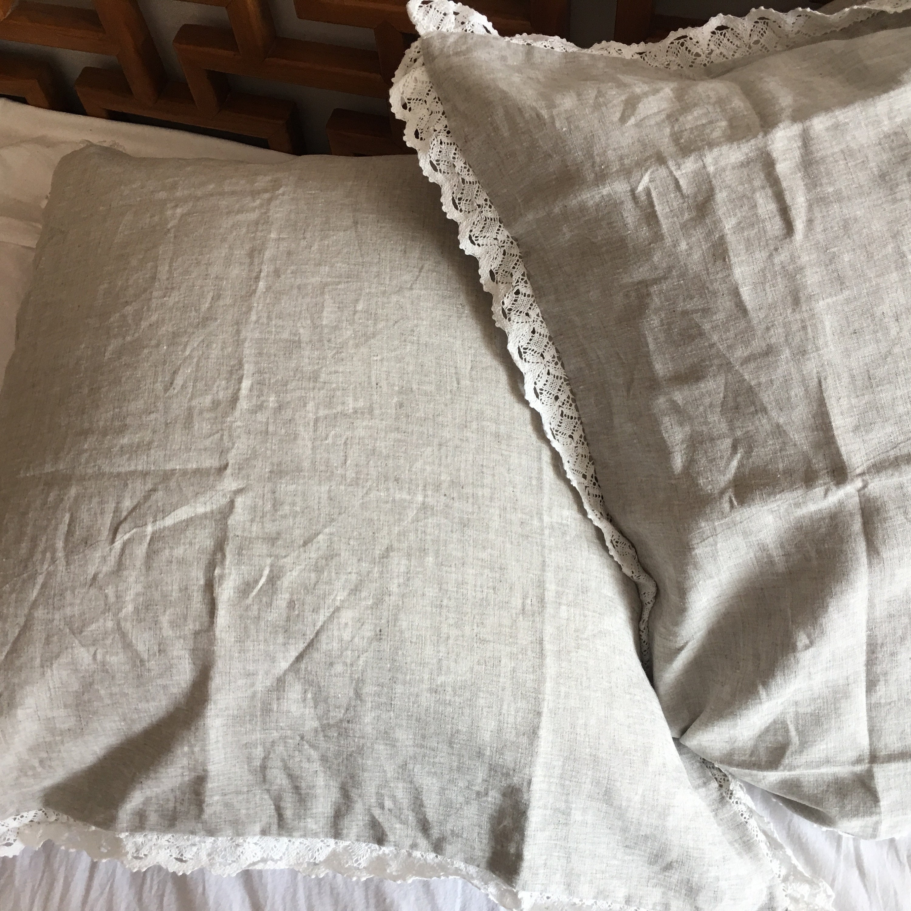 2 Shabby Chic 100% Linen Large European Square Pillow Case - Etsy Canada