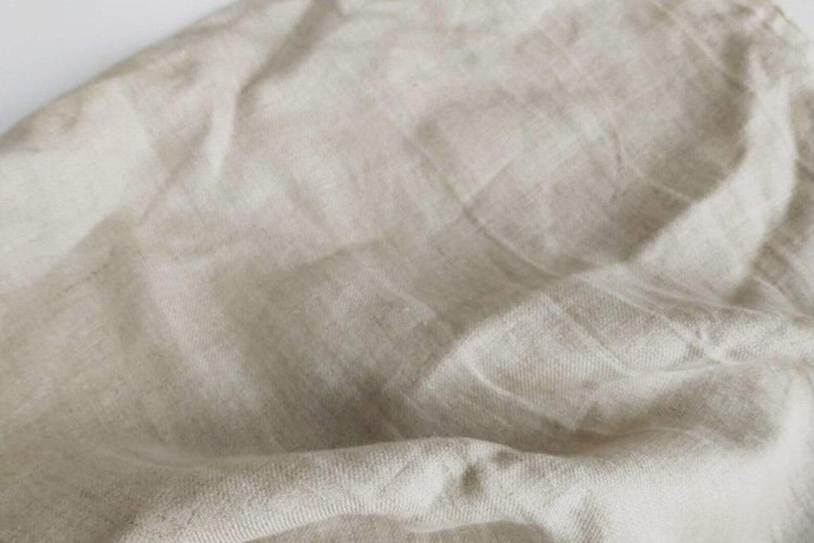 Extra Wide Linen Twill Woven Fabric 100% Flax White / Natural Beige Eco ...