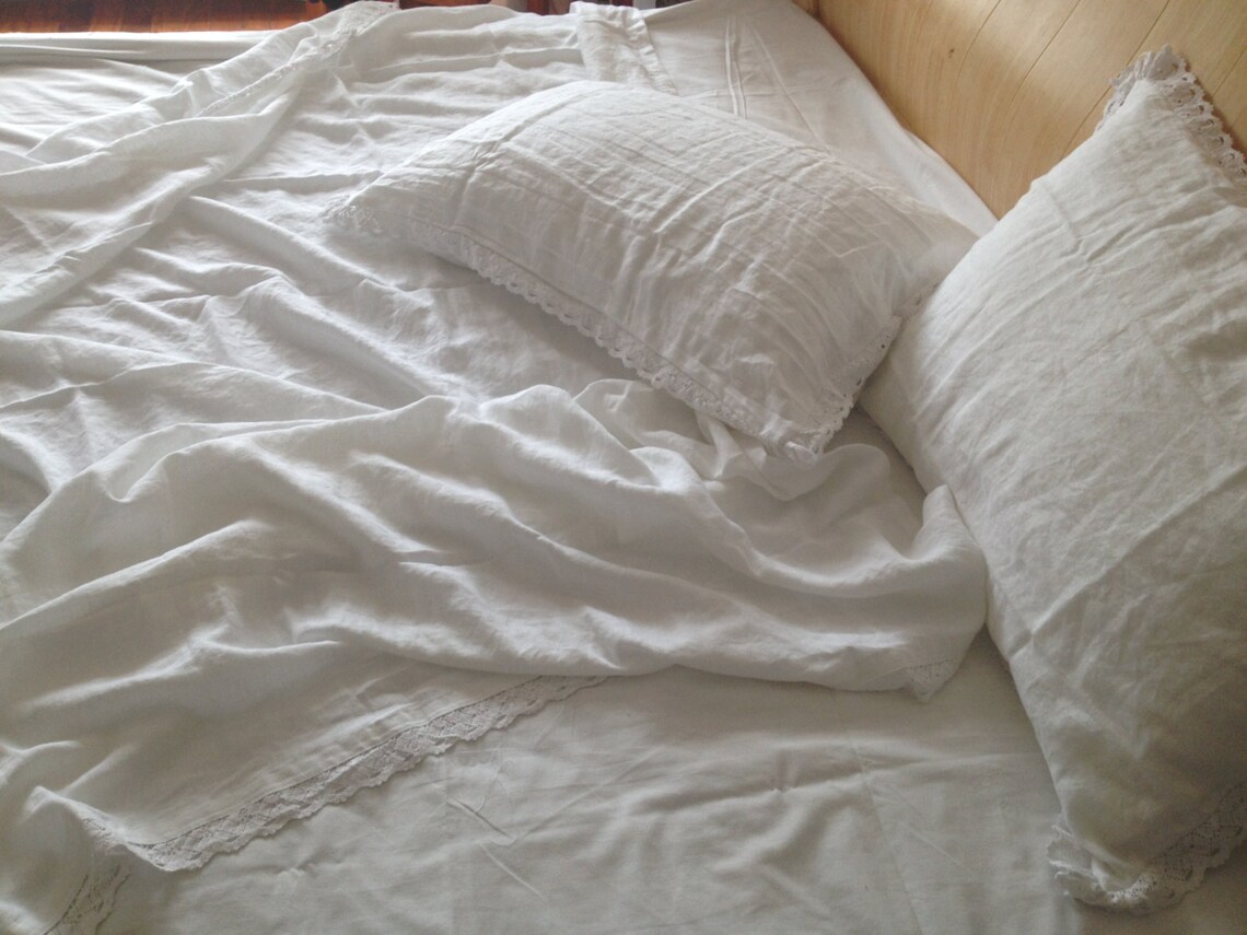 Ready for Ship, Set of 2 Shabby Chic Linen Pillowcases, Romantic ...